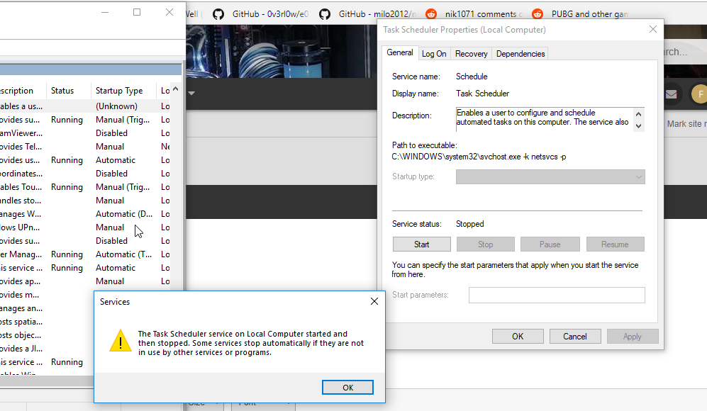Task scheduler wont start - Windows - Linus Tech Tips