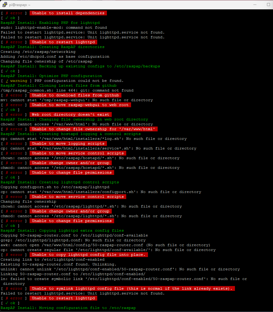 Trying To Setup Raspap But Keep Getting Errors Networking Linus Tech Tips