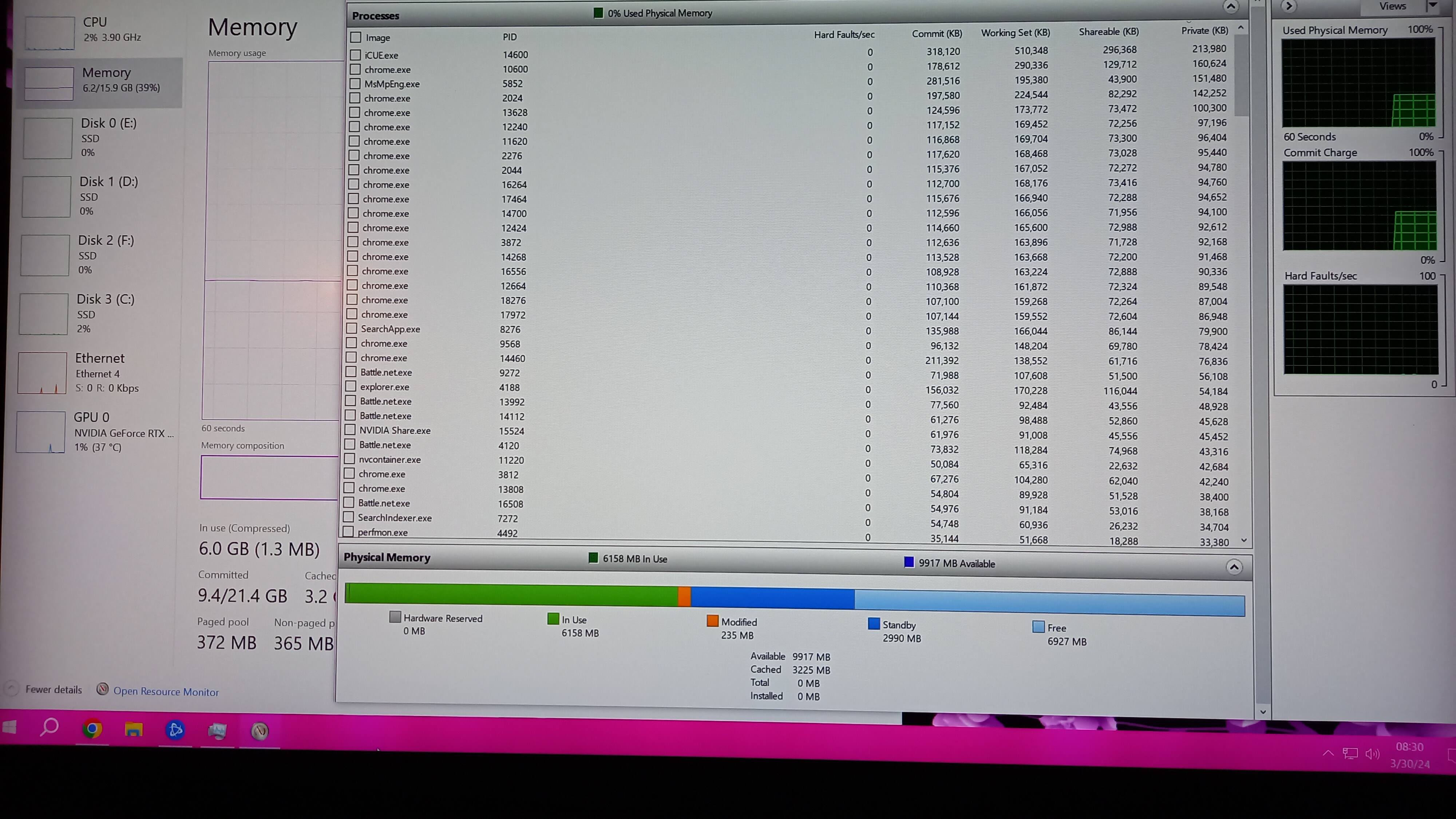RAM at 85+% with only browser and a few basic programs open, possible memory leak ...