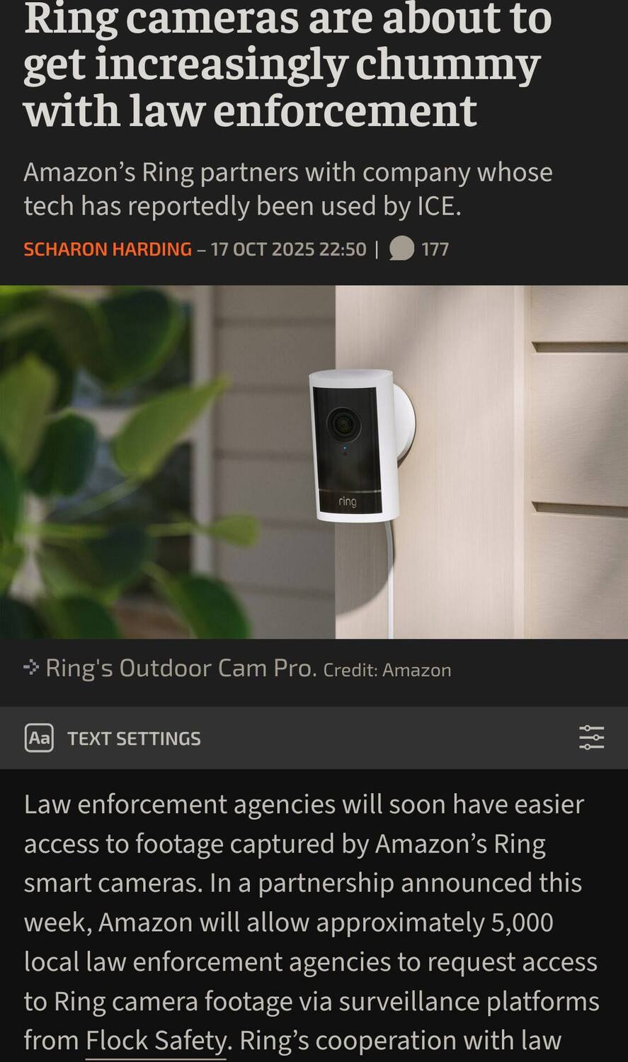 Would you trust Ring cameras more than Flock? - General Discussion ...